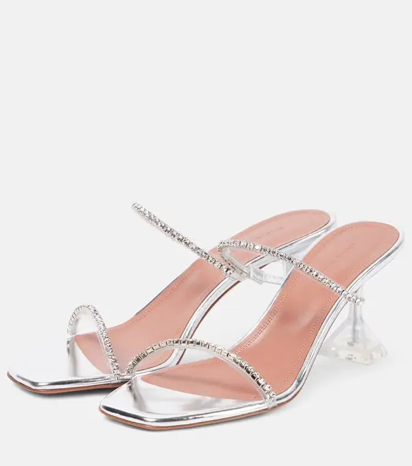 Amina Muaddi Gilda Embellished Pvc Mules