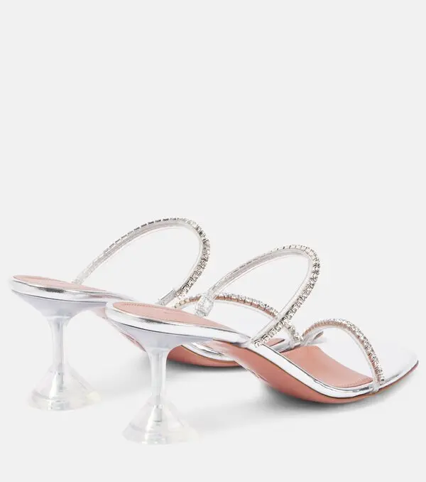 Amina Muaddi Gilda Embellished Pvc Mules