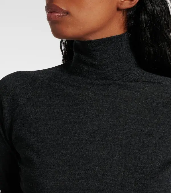 Alaïa Draped Wool Turtleneck Bodysuit