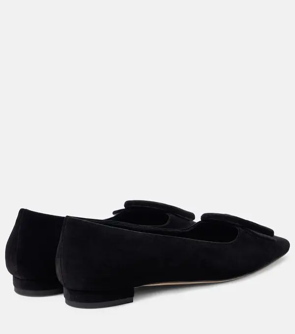 Manolo Blahnik Maysale Flat Ballet Pumps In Velvet