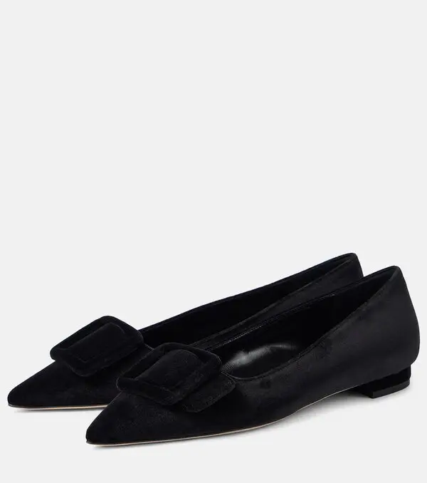 Manolo Blahnik Maysale Flat Ballet Pumps In Velvet