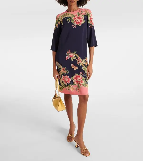 Etro Floral Print Silk Lined Viscose Blend Dress