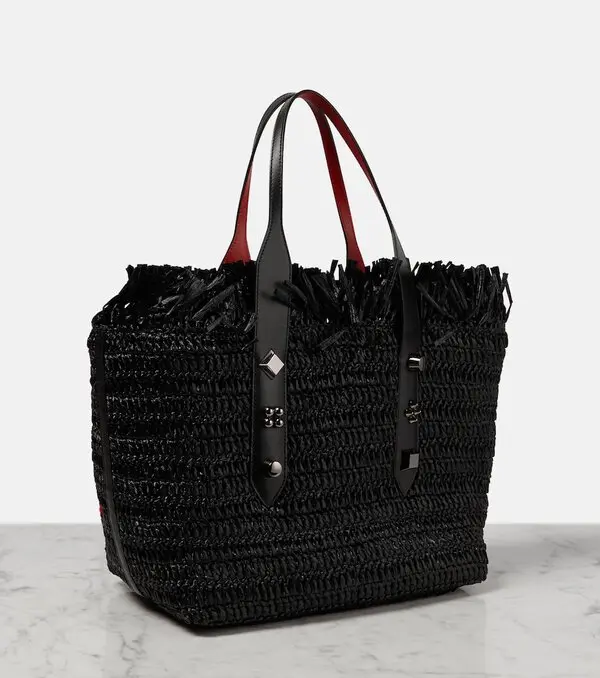 CHRISTIAN LOUBOUTIN Frangibus Medium Embroidered Raffia Tote Bag