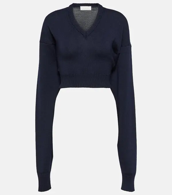 Sportmax Cropped Wool V-neck Sweater