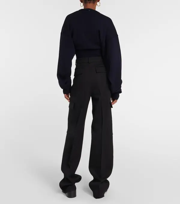Sportmax Cropped Wool V-neck Sweater