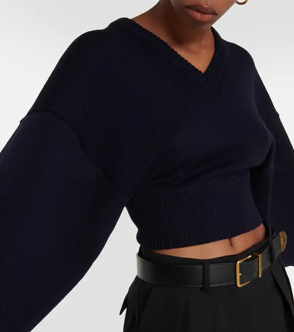Sportmax Cropped Wool V-neck Sweater