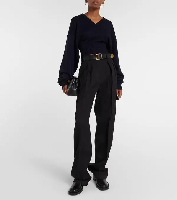 Sportmax Cropped Wool V-neck Sweater