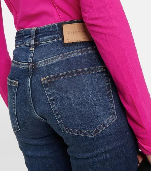 Ag Girlfriend Mid-rise Slim Jeans In Dark Wash