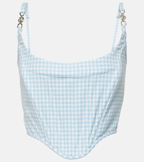 Versace Medusa '95 Gingham Virgin Wool Bustier - Blue