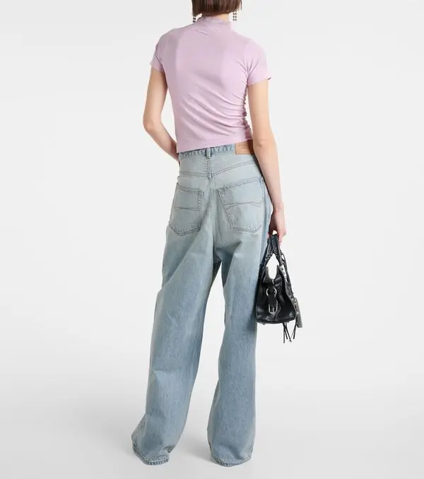 Balenciaga Cropped Cotton Jersey T-shirt