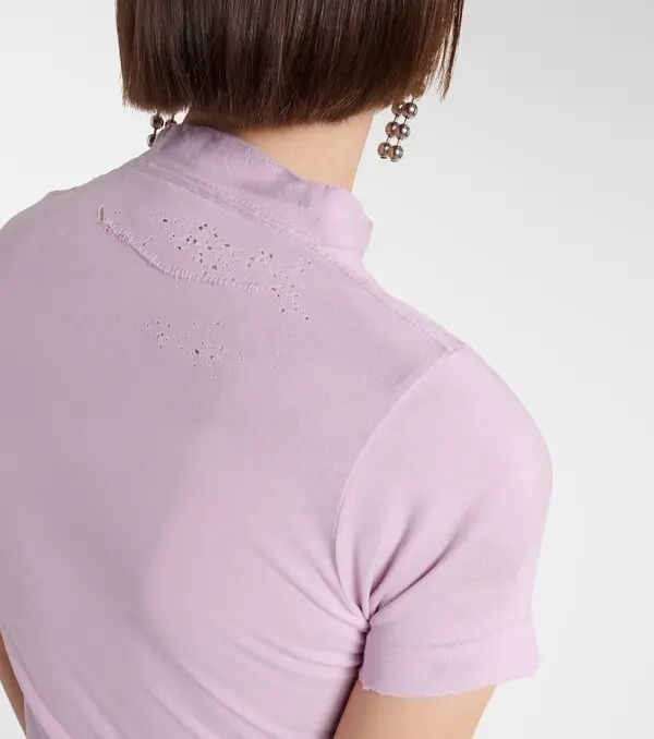Balenciaga Cropped Cotton Jersey T-shirt