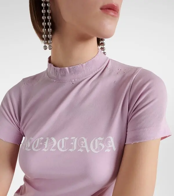 Balenciaga Cropped Cotton Jersey T-shirt