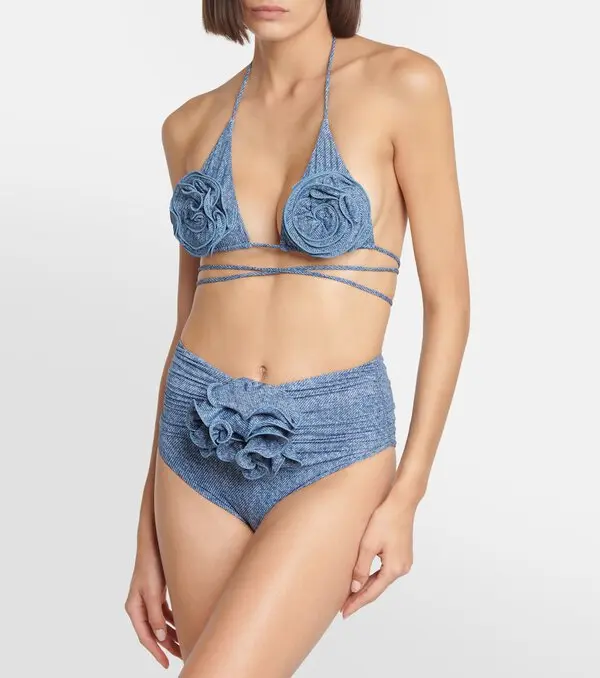 Magda Butrym Floral Appliqué Triangle Bikini Top