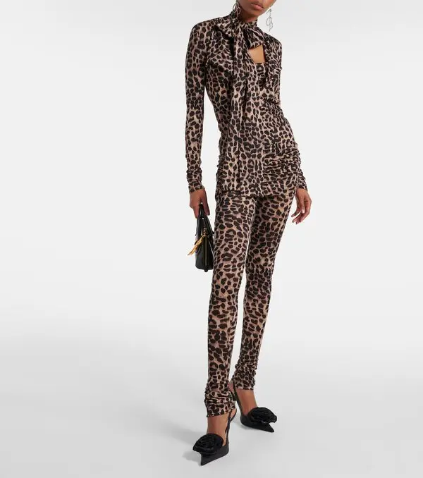 Blumarine Leopard Print Wool Top - Beige