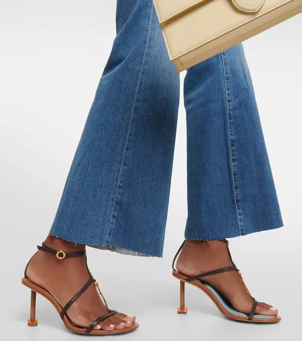 FRAME Le Easy Flare Raw Fray Flared Jeans In Drizzle - Blue