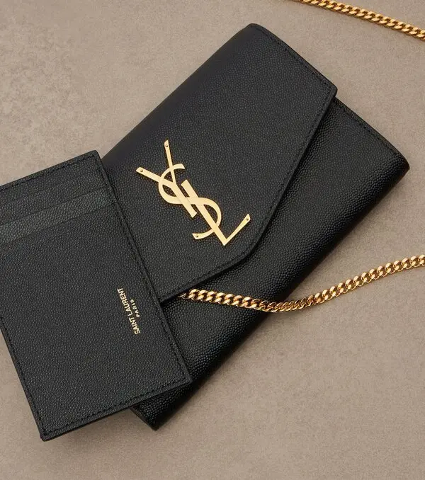 Saint Laurent Uptown Wallet On Chain - Black