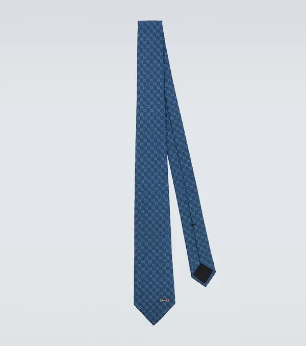 Gucci Gg Silk Jacquard Tie - Blue