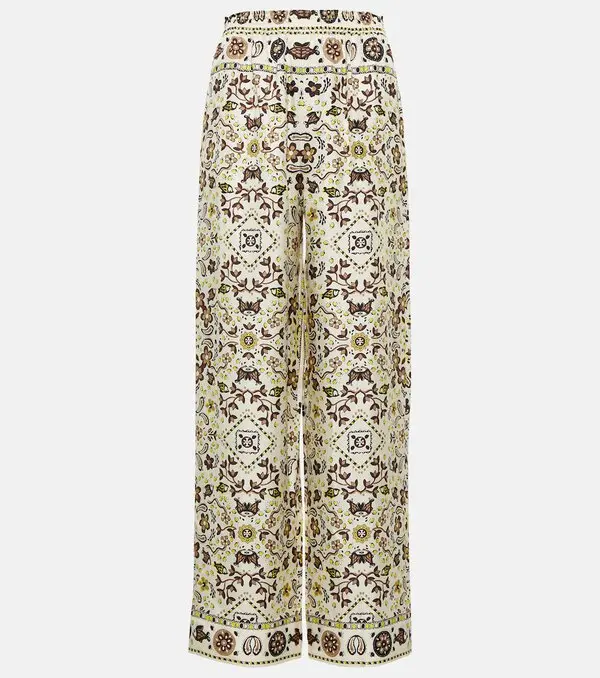 Tory Burch Printed Silk Wide-leg Pants - Multicoloured