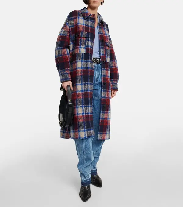 MARANT ETOILE Checked Wool Blend Coat - Multicoloured