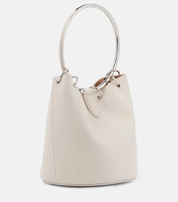 Alaïa Ring Medium Leather Bucket Bag - White