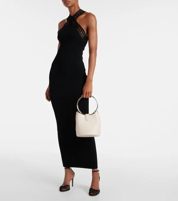 Alaïa Ring Medium Leather Bucket Bag - White