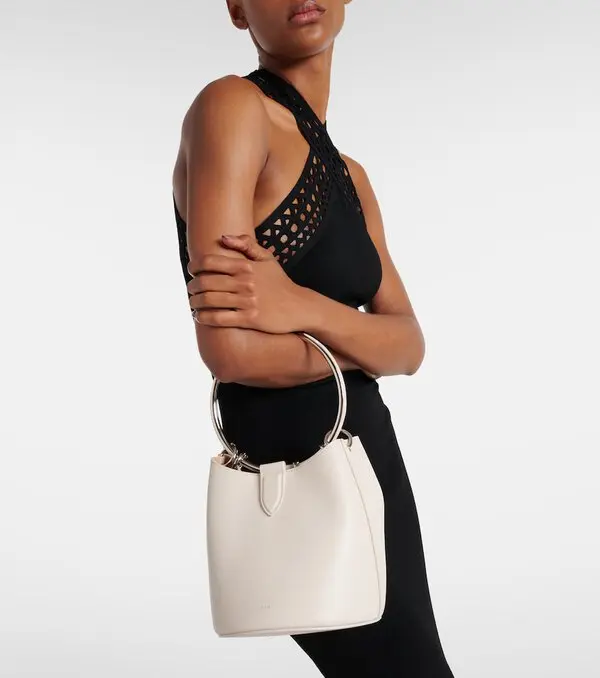 Alaïa Ring Medium Leather Bucket Bag - White