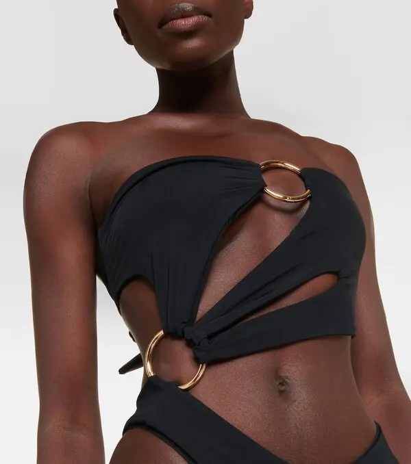 LOUISA BALLOU Strapless Cut Out Swimsuit