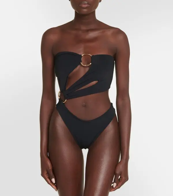 LOUISA BALLOU Strapless Cut Out Swimsuit