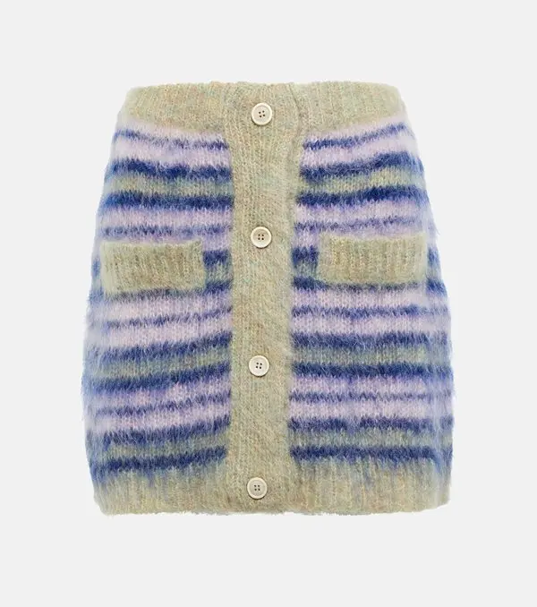 Marni Striped Mohair-blend Miniskirt - Multicoloured