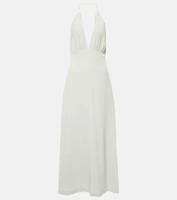 TOTEME Halterneck Silk Maxi Dress - Silver