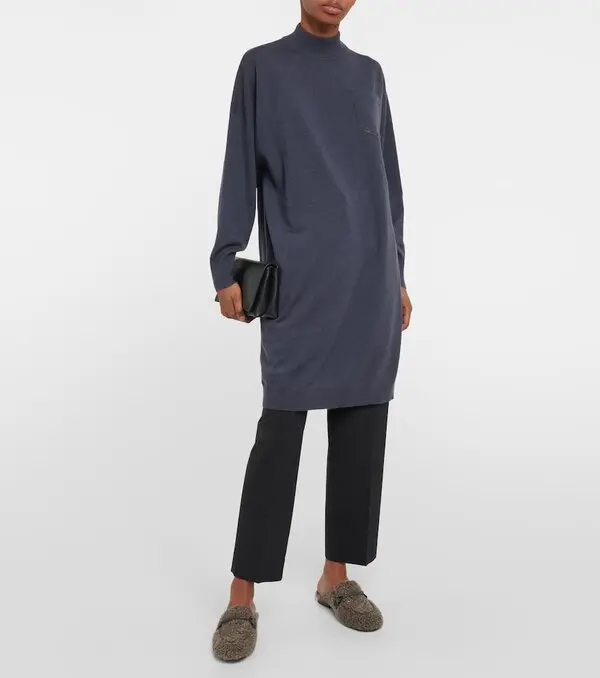 Brunello Cucinelli Embellished Cashmere Sweater Dress