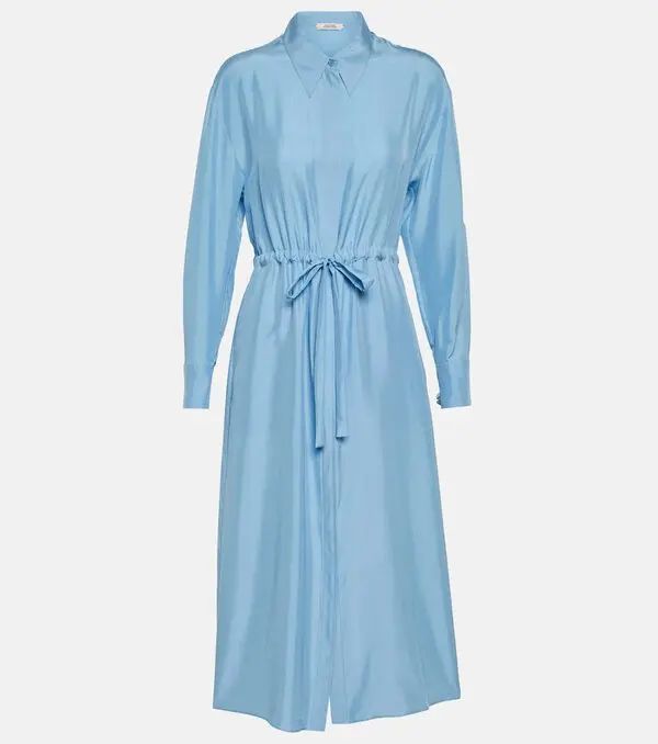 Dorothee Schumacher Silk Midi Shirt Dress - Blue