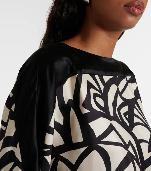 Max Mara Quaglia Printed Silk Satin Top