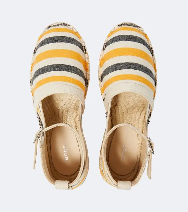 BODE Namesake Striped Espadrilles With Ankle Strap - Multicoloured