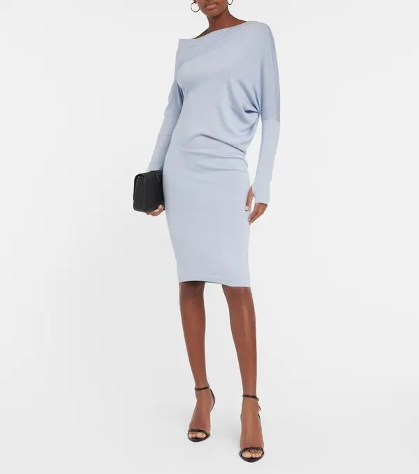 TOM FORD One-shoulder Cashmere And Silk Midi Dress