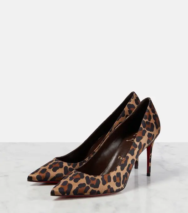 CHRISTIAN LOUBOUTIN Kate 85 Leopard-print Satin Pumps - Multicoloured