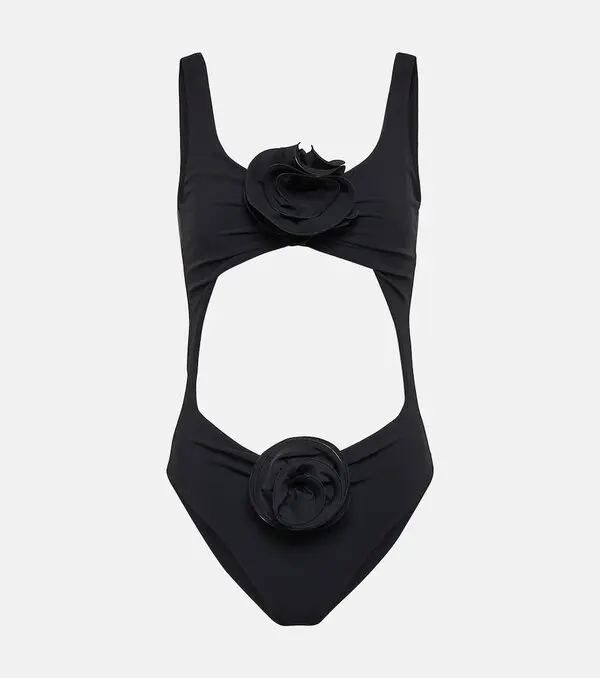 Magda Butrym Floral-applique Cutout Swimsuit - Black