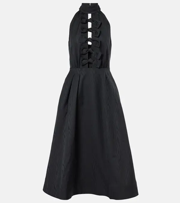 Rebecca Vallance Charaya Bow-detail Halterneck Midi Dress - Black
