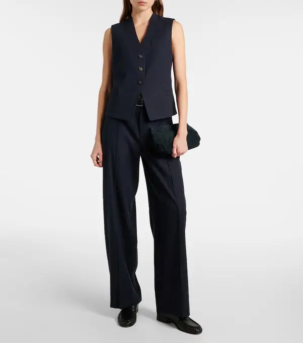 Vince Linen Blend Vest - Blue