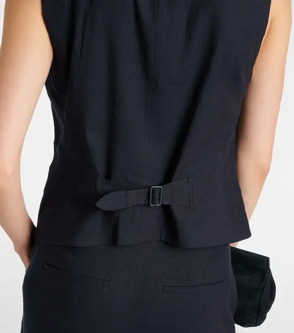 Vince Linen Blend Vest - Blue