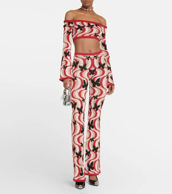 Alessandra Rich Printed Bandage Cropped Top
