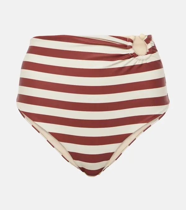 Johanna Ortiz Striped High-rise Bikini Bottoms - Multicoloured