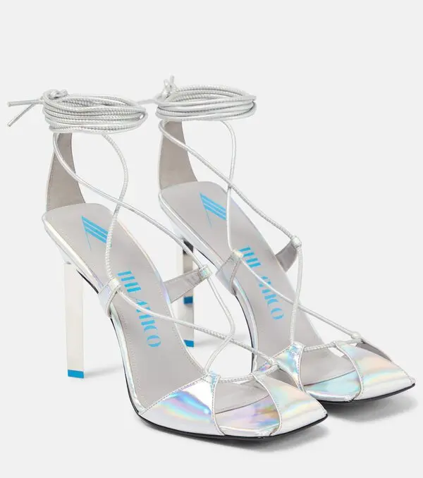 Attico Adele Metallic Leather Sandals - Silver