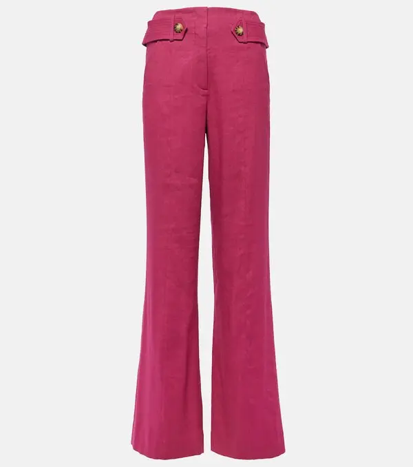 Veronica Beard High-waisted Linen-blend Flare Trousers - Red