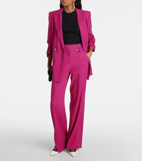 Veronica Beard High-waisted Linen-blend Flare Trousers