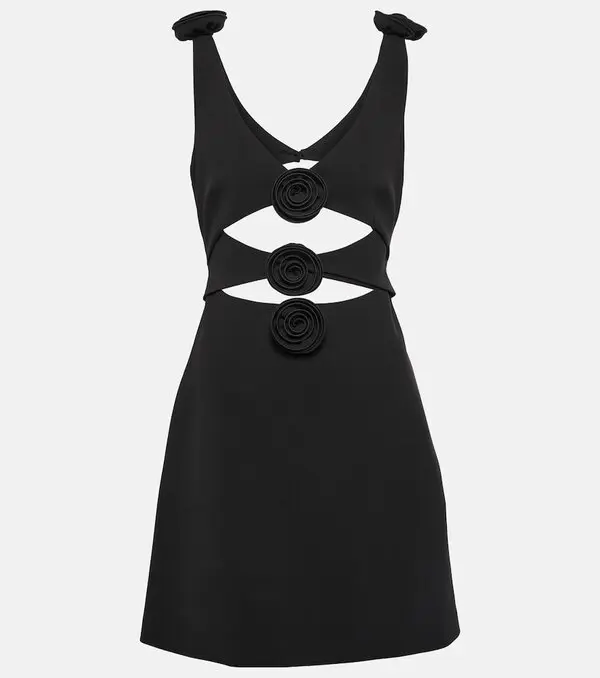 Magda Butrym Floral Appliqué Cut-out Wool-blend Mini Dress