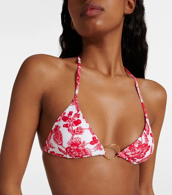 Melissa Odabash Miami Ring-detail Floral Bikini Top