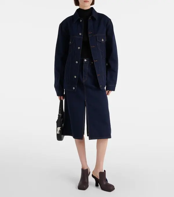 Burberry High-rise Denim Midi Skirt
