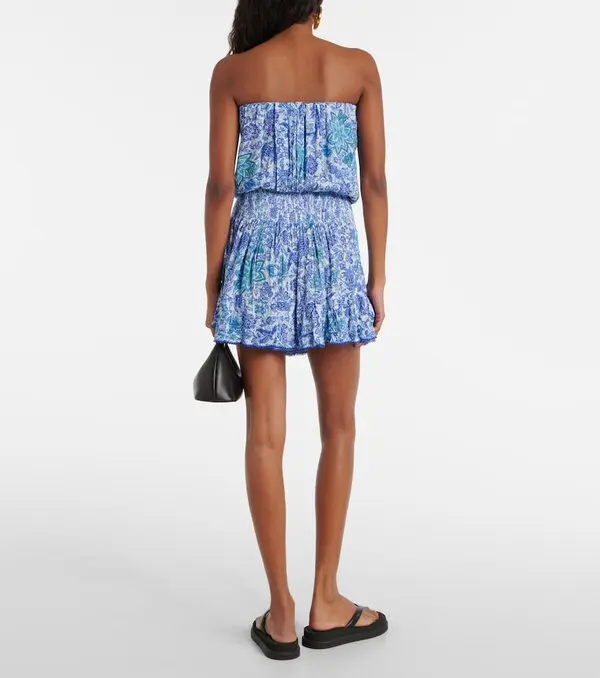 Poupette St Barth Printed Strapless Minidress
