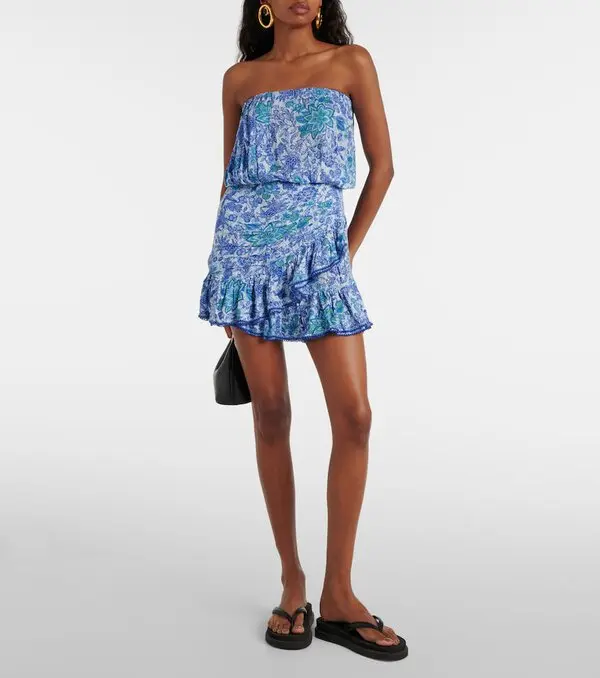 Poupette St Barth Printed Strapless Minidress